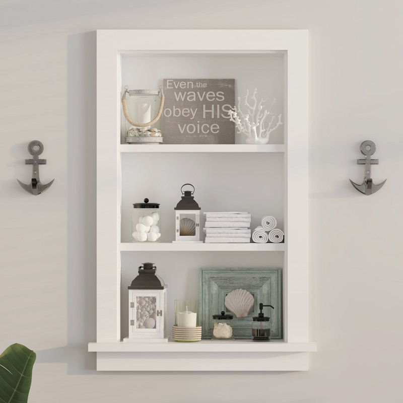 Ebern Designs 17.5"w X 4"d X 26.4"h Wall Niche Double Shelf Wood Recessed Shower Niche Cabinet ...